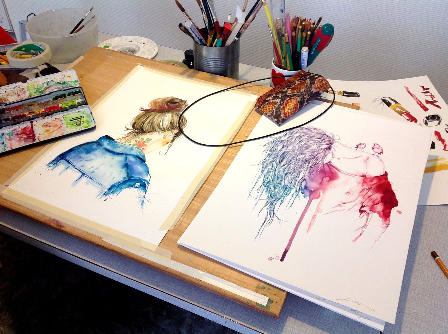 A visit to illustrator Esra Roise's studio in Oslo, Norway - purple ART