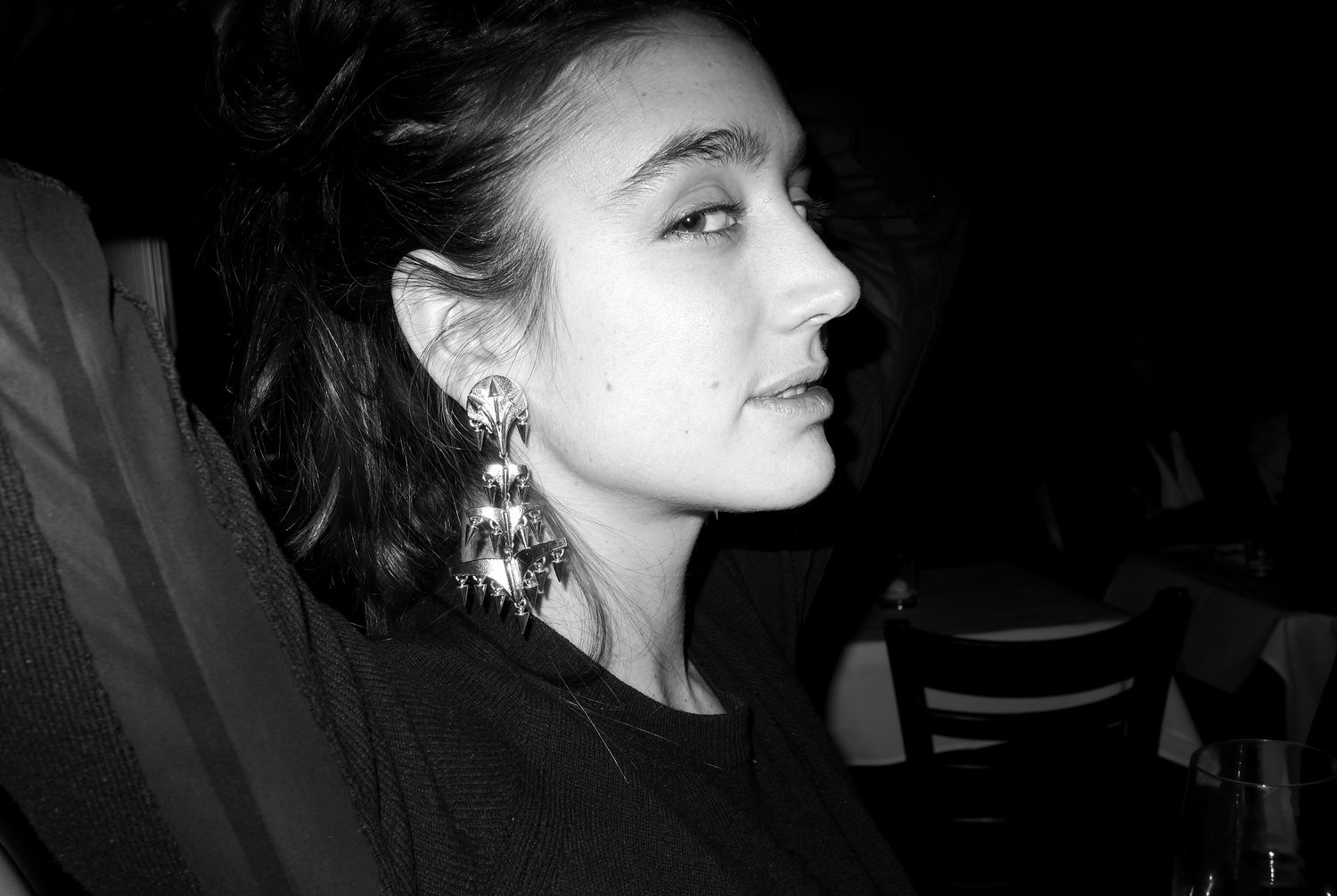 Natacha Ramsay-Levi with her new Balenciaga earrings, at Raouls. New ...