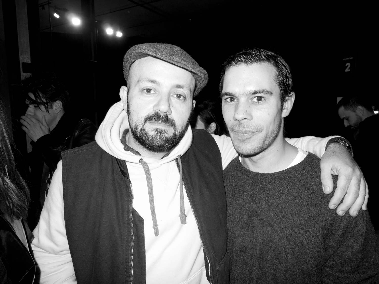 Michael Amzalag and stylist Benjamin Bruno after the J.W. Anderson F/W ...