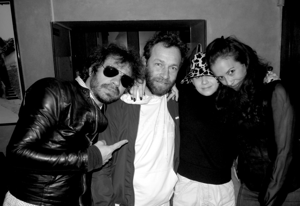 Olivier Zahm, Mark Gonzales, Annabel Mehran, and a friend at Bar Pitti ...