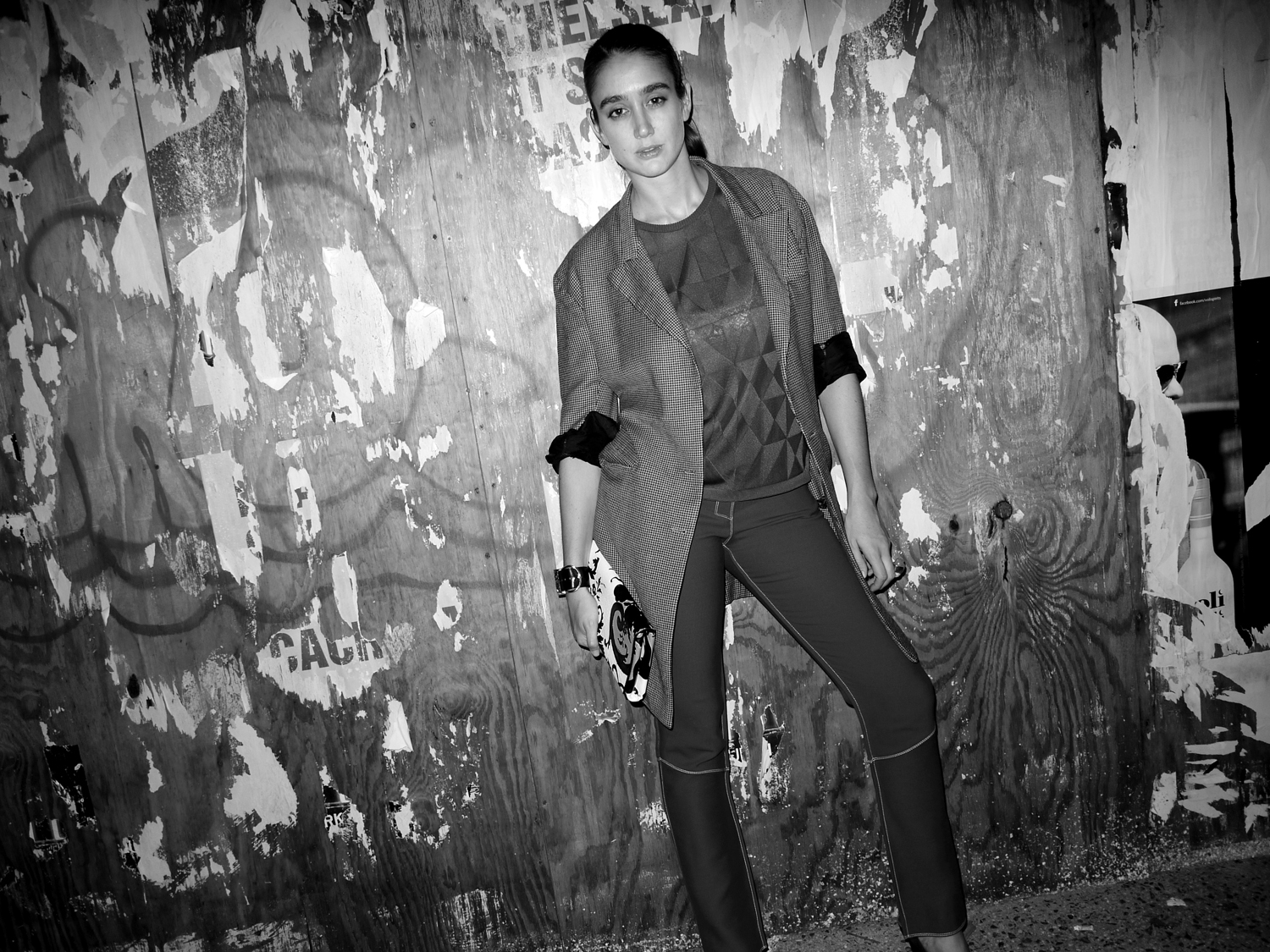 Natacha Ramsay outside Omen, New York. Photo Olivier Zahm - purple NIGHT