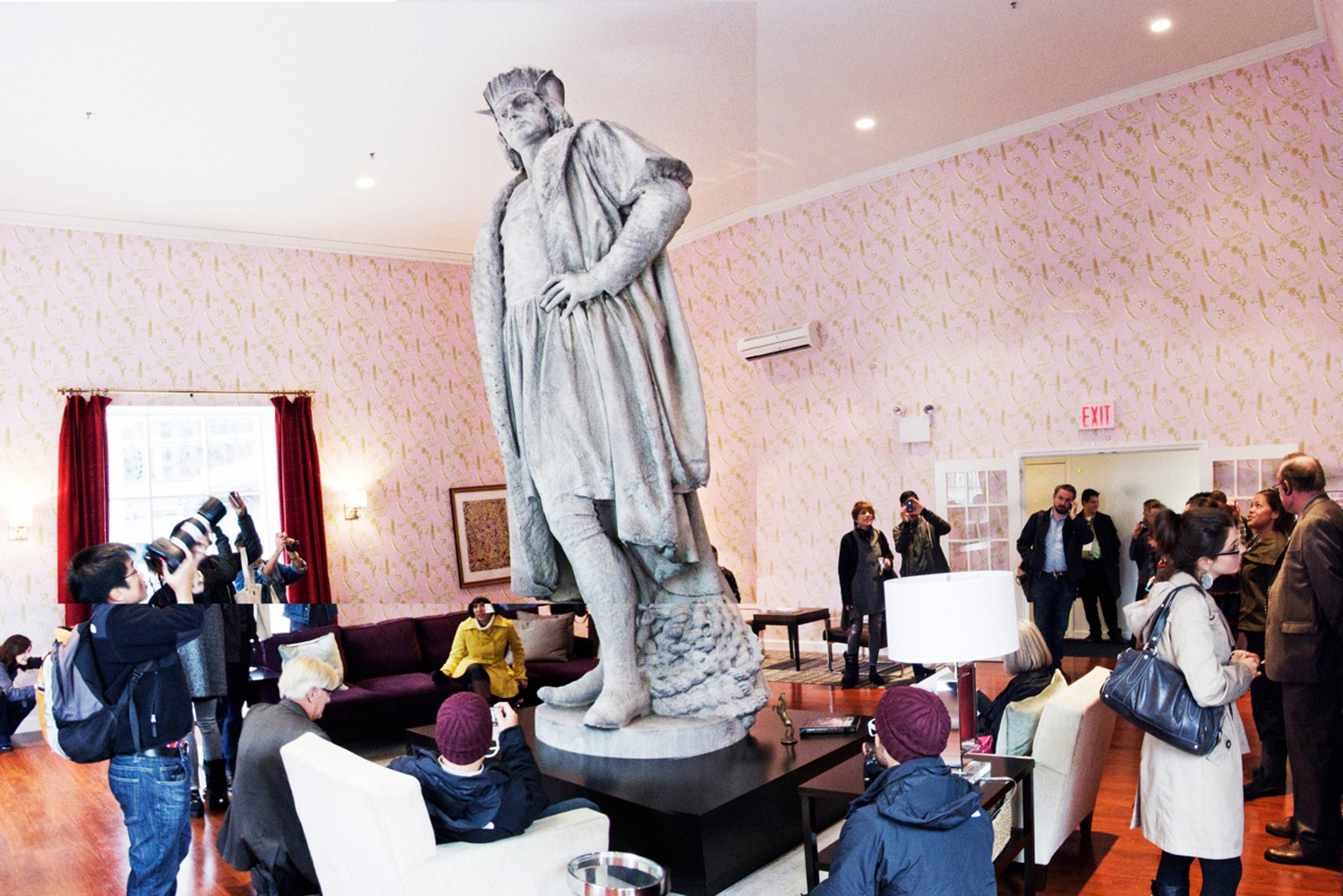 "Discovering Columbus" installation by Tatzu Nishi, New York - purple ART