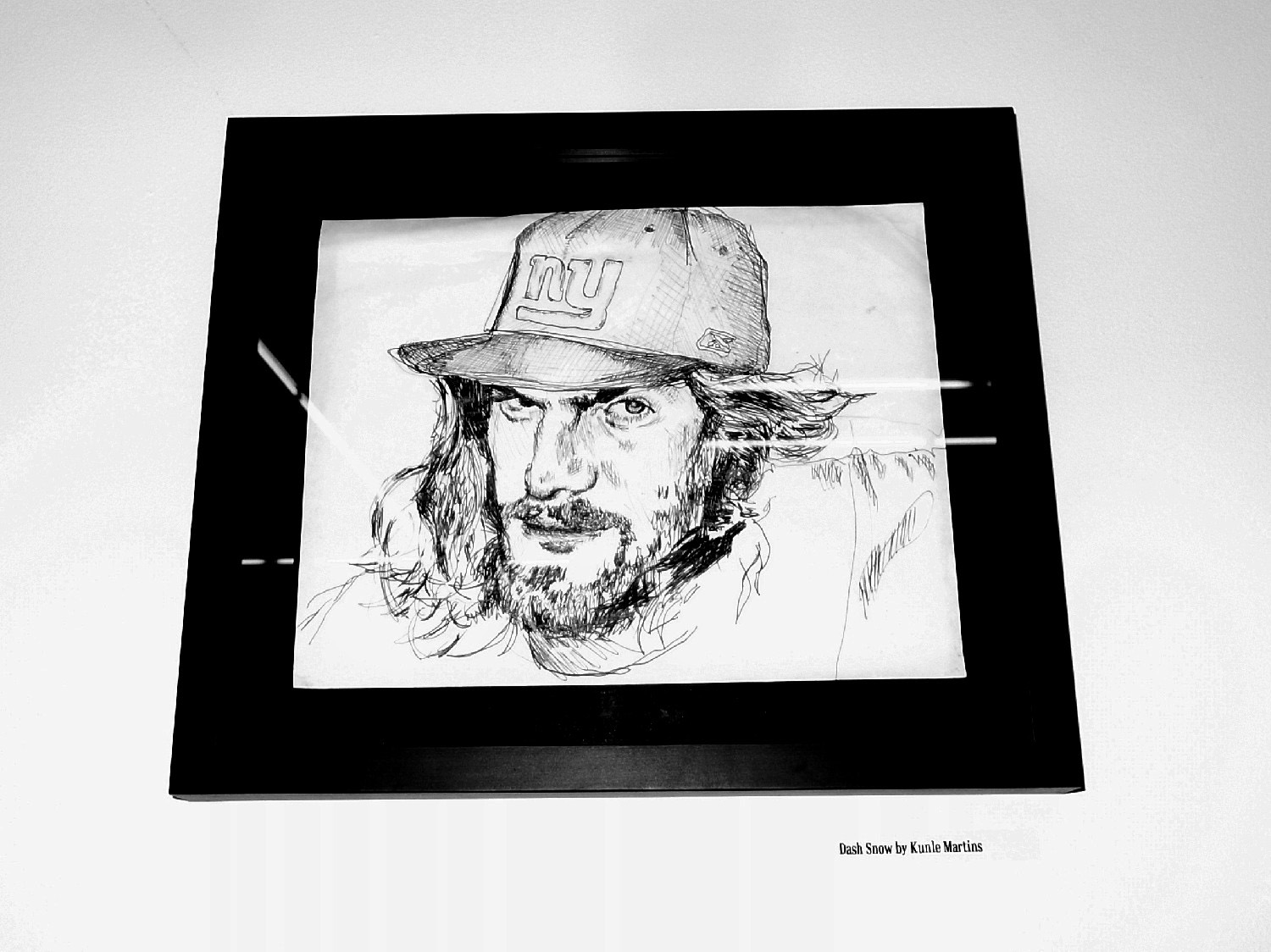 A portrait of Dash Snow by his friend Kunle on view at... - purple ART
