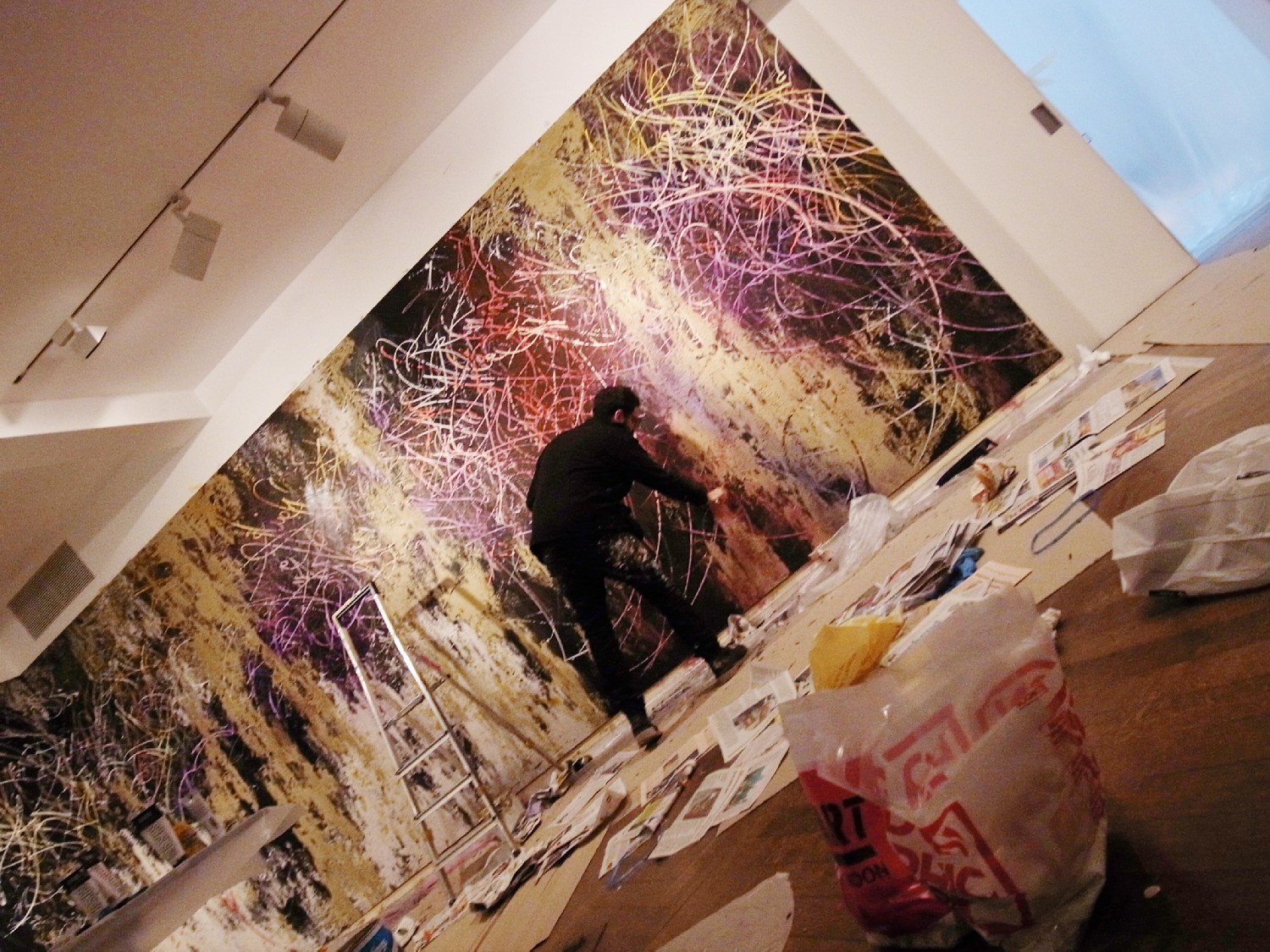 Artist Jose Parla working on his new wall installation to be featured ...