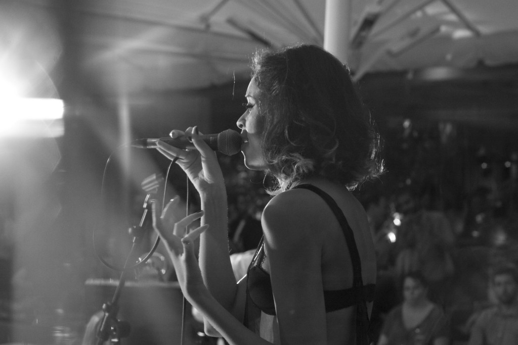 The beautiful singer AlunaGeorge performing on a summers evening at the ...