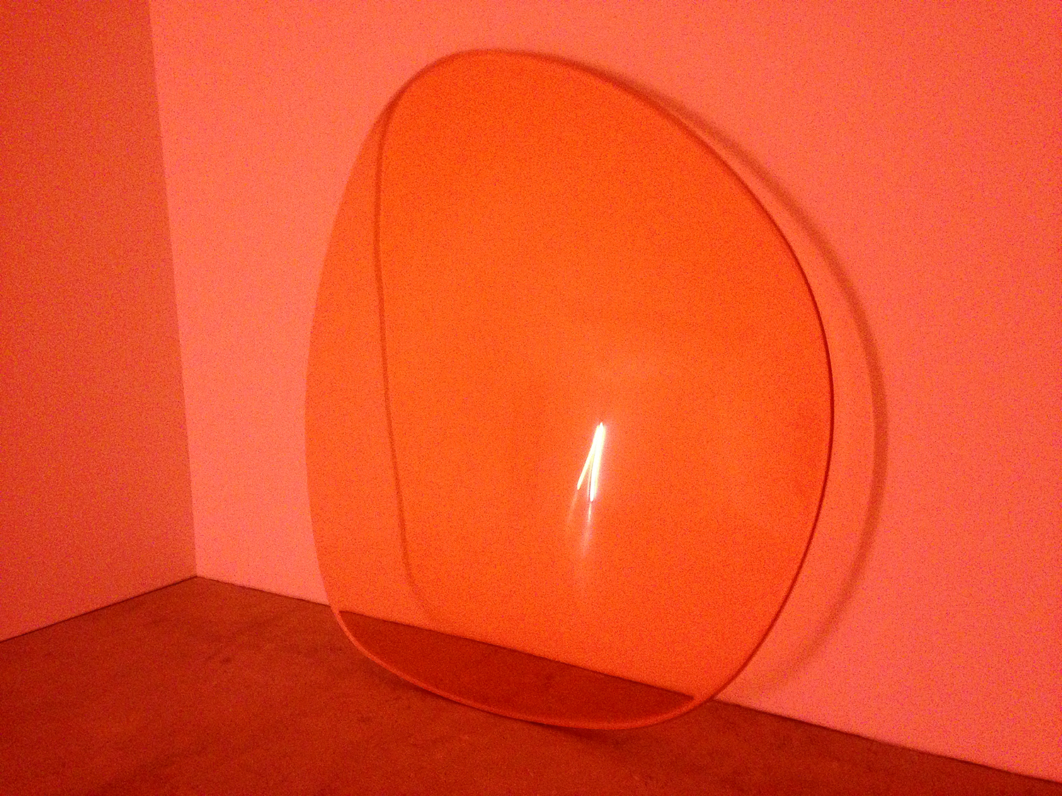 A Dan Flavin work reflected in an Alex Israel lens work at... - purple ART