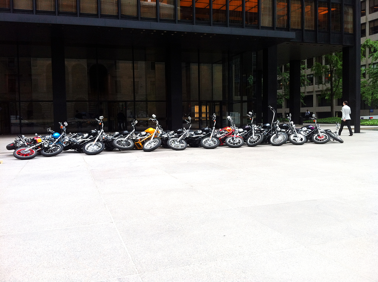 Dan Colen's motorcycle sculpture outside the Seagram Building on Park ...