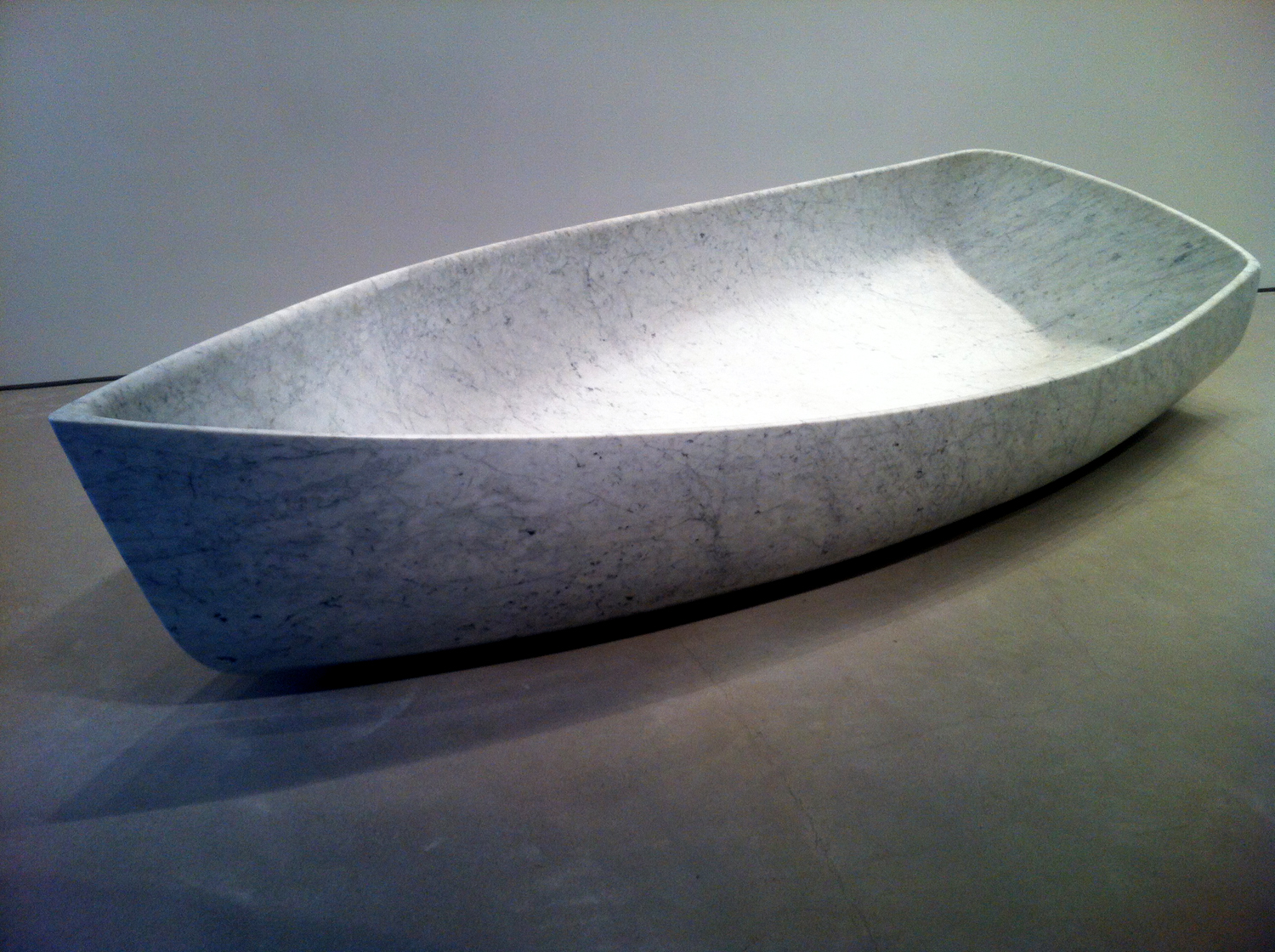 Floating marble boat at Fabio Viale's Stargate show, on view through ...