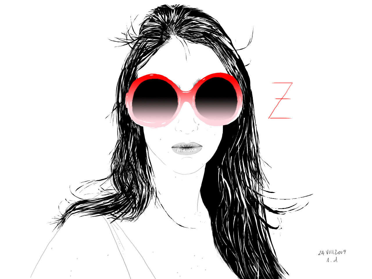 For Your Eyes Only starring Natacha Ramsay. A drawing by Stephanie Daoud... - purple INSTITUTE