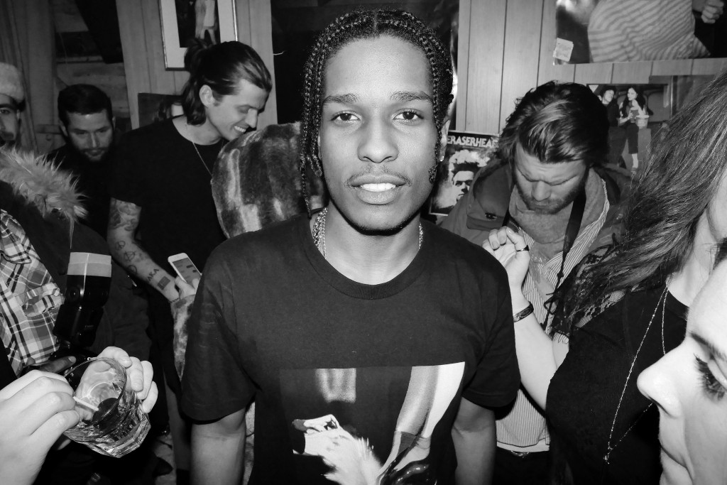 A$AP Rocky backstage at The Guess Party, New York - purple NIGHT