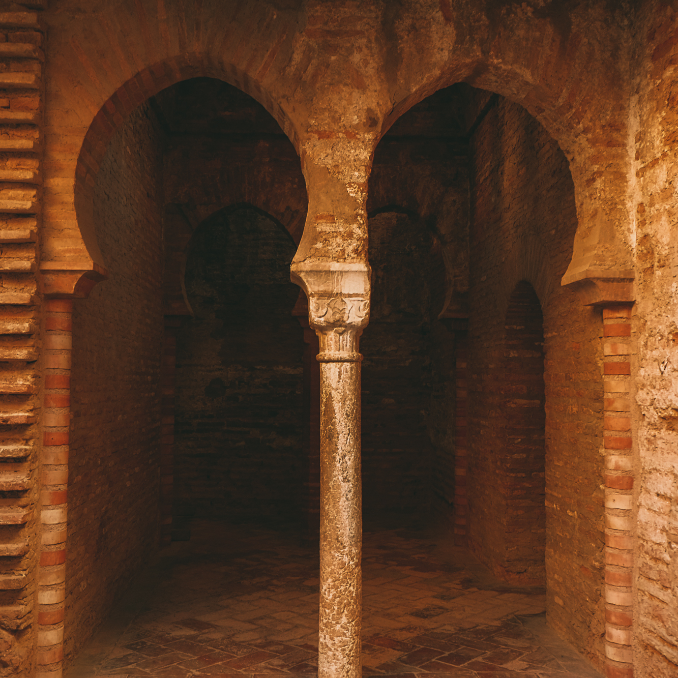 A view of the Bath of the Mosque of the Alhambra of Granada, Spain ...