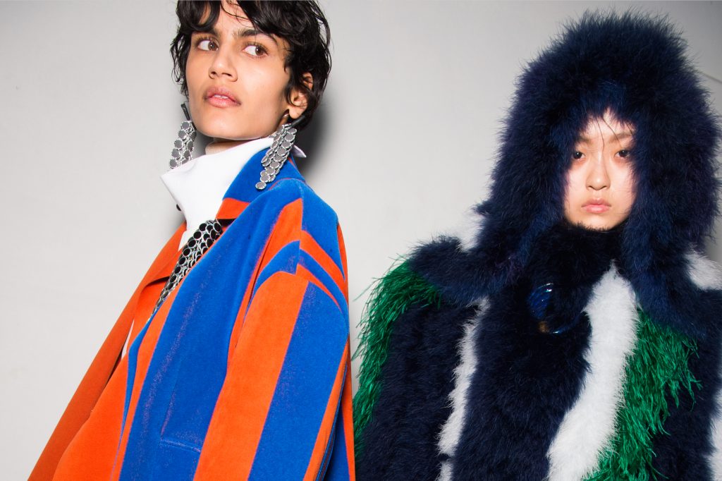 Toga F/W 2019 backstage, London - purple FASHION